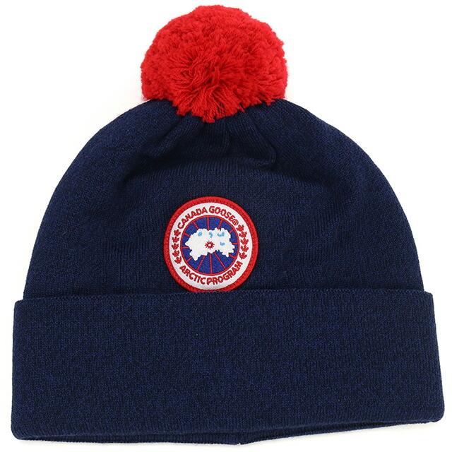CANADA GOOSE（カナダグース） ニットキャップ ベビー ブランド CANADA GOOSE POM TOQUE 6948K NAVY ...