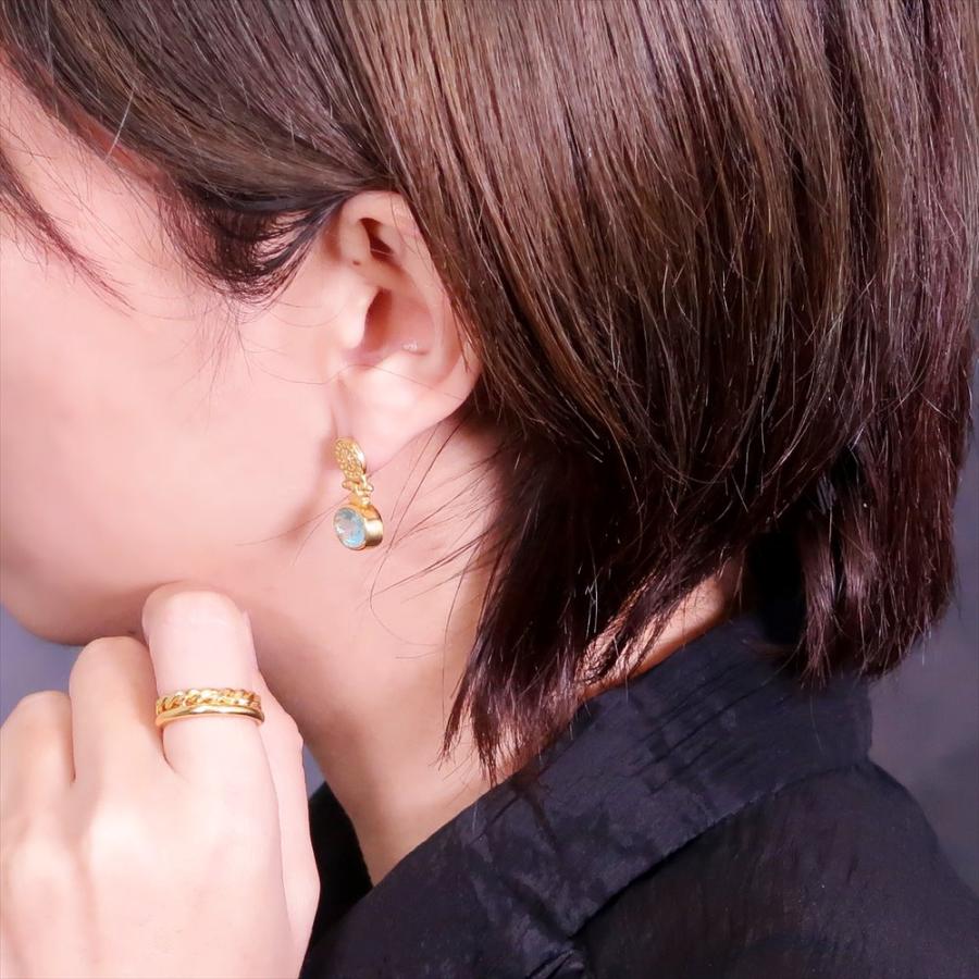 ピアス レディース 18金 18K シルバー925 スタッドピアス うるうる 揺れる アンティーク ゴールド アメジスト nanotta ...