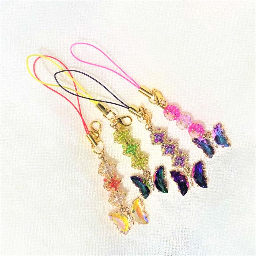 蝶のチャームストラップ 春のチャーム ビーズ ちょうちょう ハンドメイド : 手作り雑貨のお店ナオリラ - 通販 - Yahoo!ショッピング