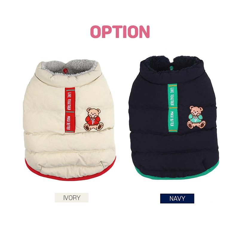 韓国 犬服 秋冬 新作 アウター bear padding リード通し ボア もこもこ ドッグウェア ダウン ベスト 裏起毛 暖かい 小型犬 中型犬 大型犬 お揃い シンプル : ペット用品 ...