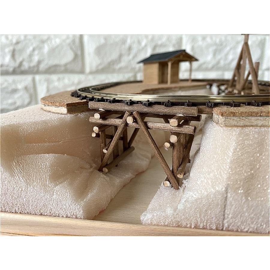 【350x250】約A4サイズ HOナロー(1/87,9mm,R85mm) 卓上サイズの森林鉄道レイアウトベース｜三角トラス＆工務所付き : a4-base-p80-sp6 : ナローゲージ ...