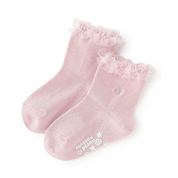mezzo piano メゾピアノ(mezzo piano)フリル ロゴ刺しゅうソックス : ナルミヤオンラインYahoo!ショッピング店 - 通販 - Yahoo!ショッピング