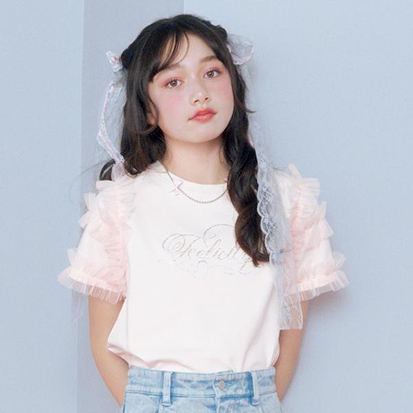 mezzo piano Junior 袖チュールフリル半袖Tシャツ【50％OFF】【SALE】【O_50】【25SS】【SSSL ...