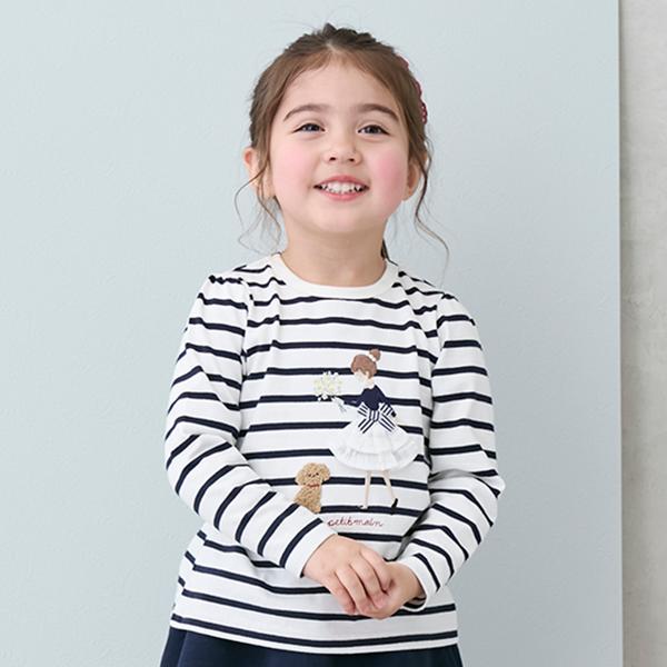 petit main プティマイン(petit main)【リンク】girlアップリケ長T : ナルミヤオンラインYahoo!ショッピング店 - 通販 - Yahoo!ショッピング