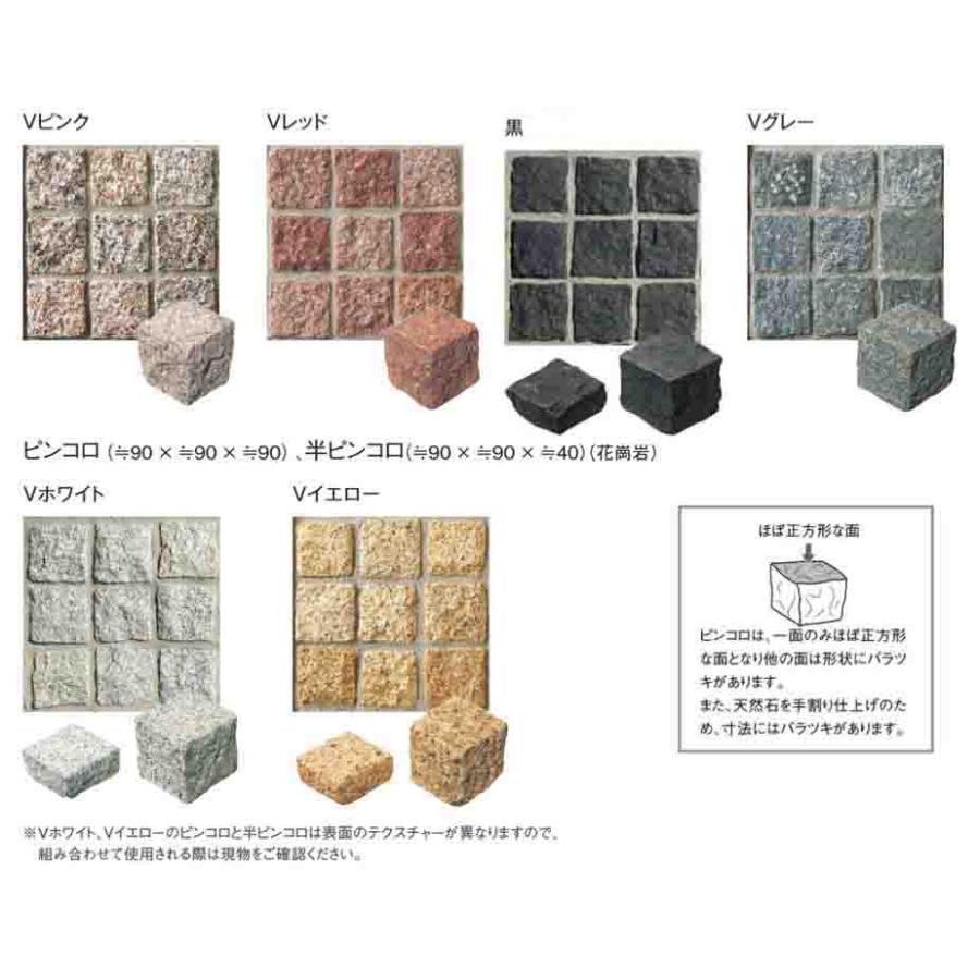 ピンコロ石 2丁 黒(バサルト） グレー 48個セット 庭 敷石 石畳 ガーデニング 石材 天然石 花壇 玄関 アプローチ 土留 : 庭を ...