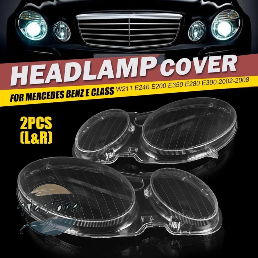 フロント ヘッドライト レンズカバーメルセデス ベンツ E クラス W211 E240 E200 E350 E280 E300 2002 2008 ヘッドランプカバーシェル : NASTORE ...