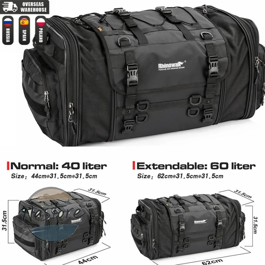 バイク リア 防水 バッグ ほんど 拡張可能 エンジン テール トランク ツーリングん 35L 60L : NASTORE 車・バイクパーツ専門 - 通販 - Yahoo!ショッピング