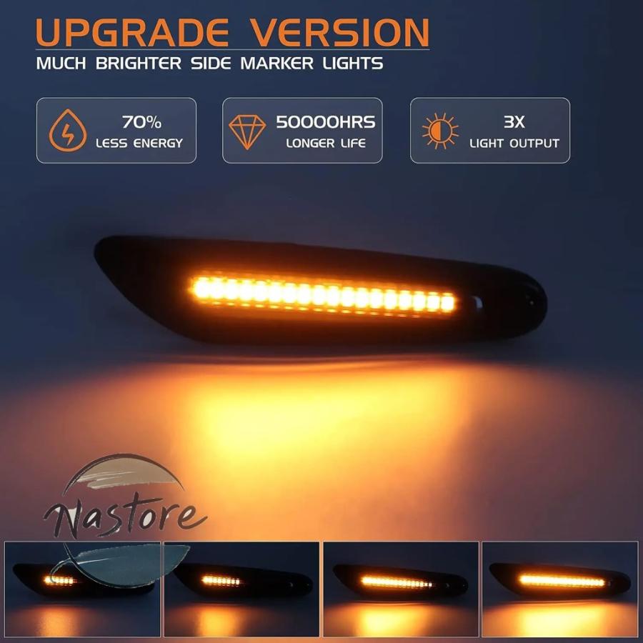 BMW用LEDダイナミックサイドマーカー ウィンカーライト シーケンシャルシェード エラーし E90 E91 E92 E93 E60 E87 E82 E46 2個 : NASTORE - 通販 ...