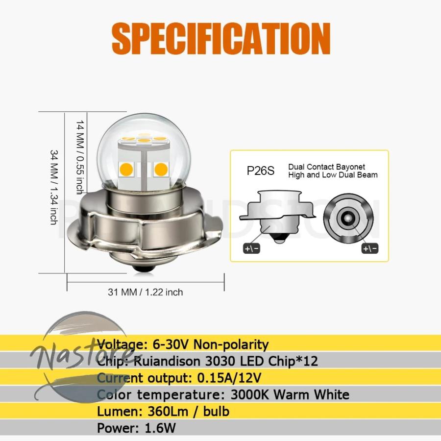 【並行輸入品】p26s バイク ruiandsion p45t led bulb scooter adapter headlight ...