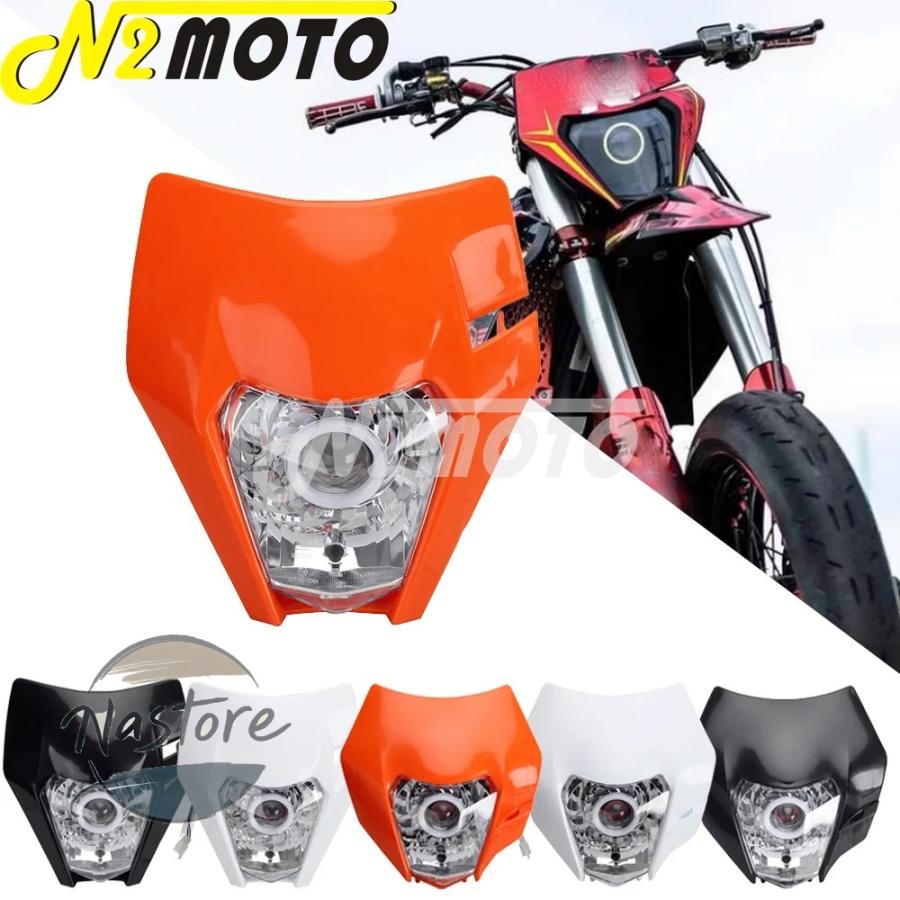 LED エンジェルアイヘッドライトエンデューロモトクロス HI LO ビーム KTM EXC EXC-F XC XC-W XCF 125 ...