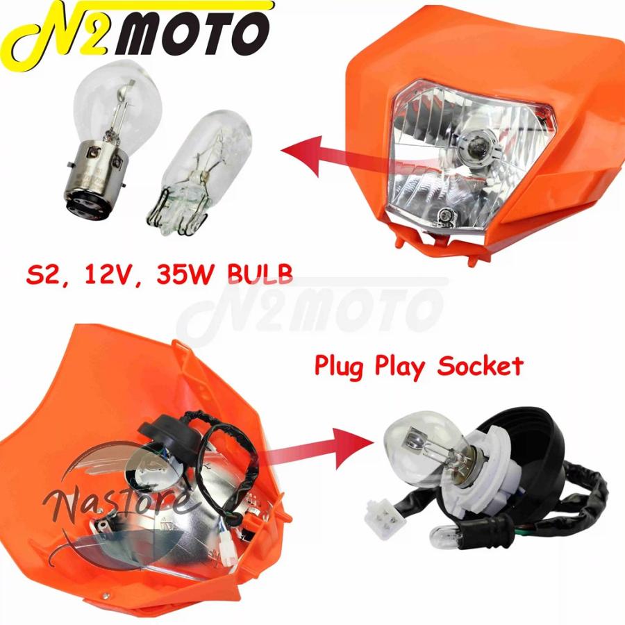 LED エンジェルアイヘッドライトエンデューロモトクロス HI LO ビーム KTM EXC EXC-F XC XC-W XCF 125 ...