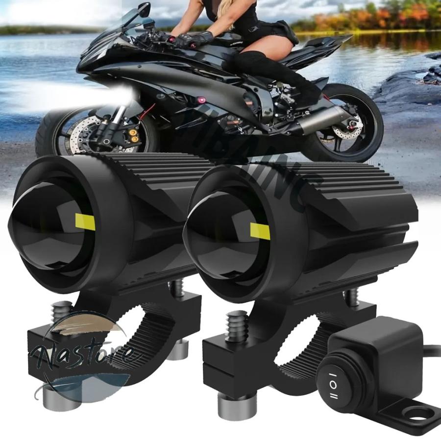 バイク LED ライト プロジェクターレンズ 12V 24V フロントドライビングライト超高輝度 BMW ヤマハ YAMAHA 電気 4X4 ...