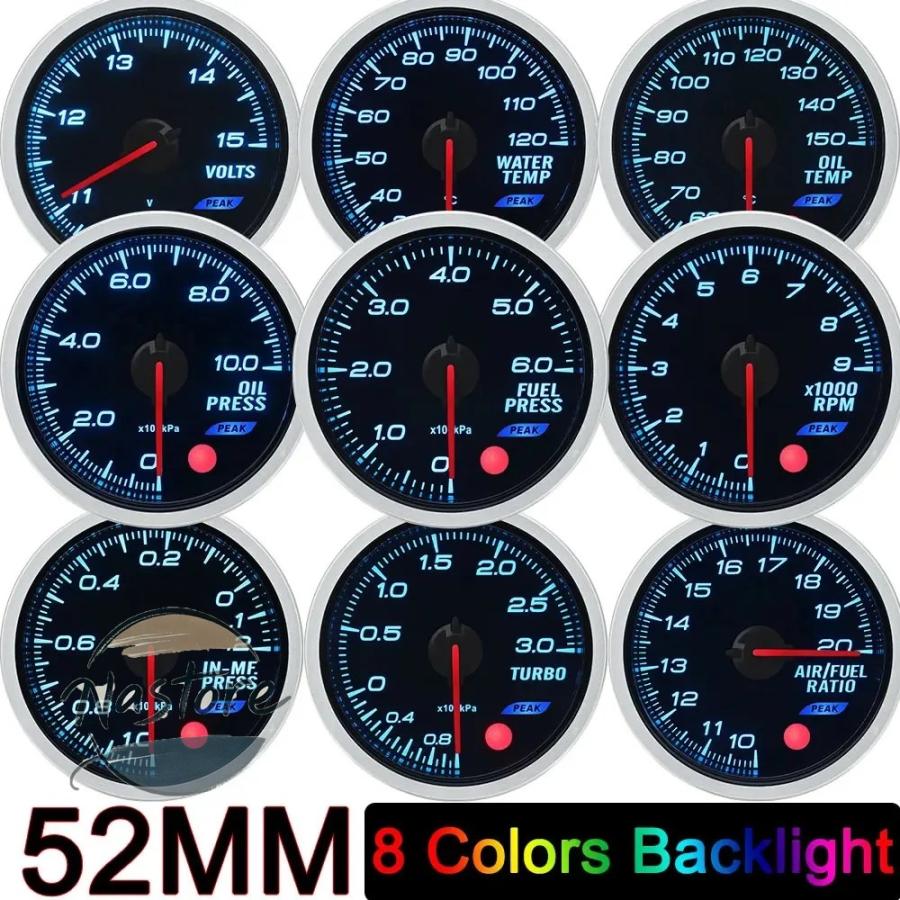 汎用自動タコメーター 12V 52MM 8色 レーシングカー 油圧 水 EGT 排気温度 ターボブースト : NASTORE - 通販 - Yahoo!ショッピング