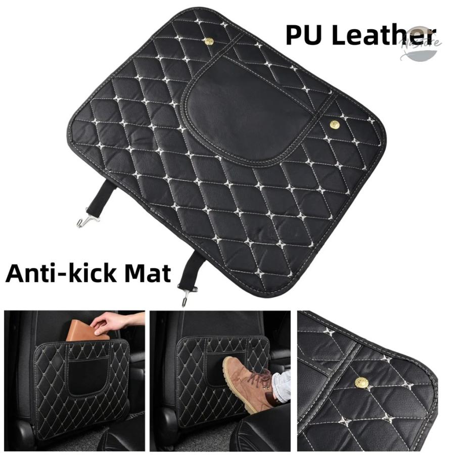 【並行輸入品】CAR SEAT BACK KICK MAT CAR ANTI-KICK PAD 45CM*36CM WHITE LINE PU ...