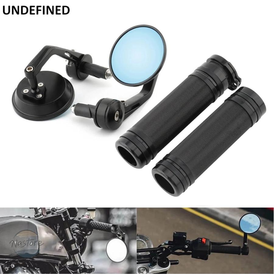 【並行輸入品】バイク mirror 25mm handle bar end rearview side mirrors 1インチ grips ...