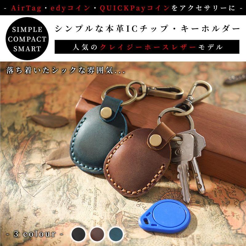 -Libra- キーホルダー AirTag edyコイン QUICPayコイン ケース 本革 ICチップ キーリング (1-ブラック) :20231106092534-00348:ネイティブ ...