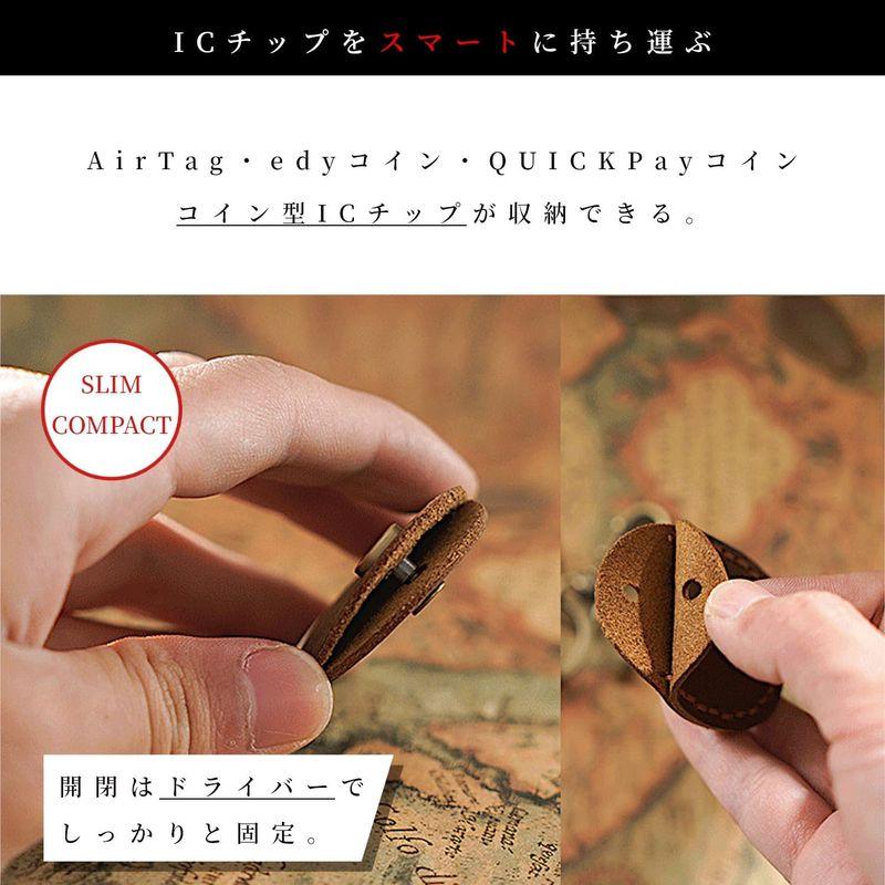 -Libra- キーホルダー AirTag edyコイン QUICPayコイン ケース 本革 ICチップ キーリング (1-ブラック) :20231106092534-00348:ネイティブ ...