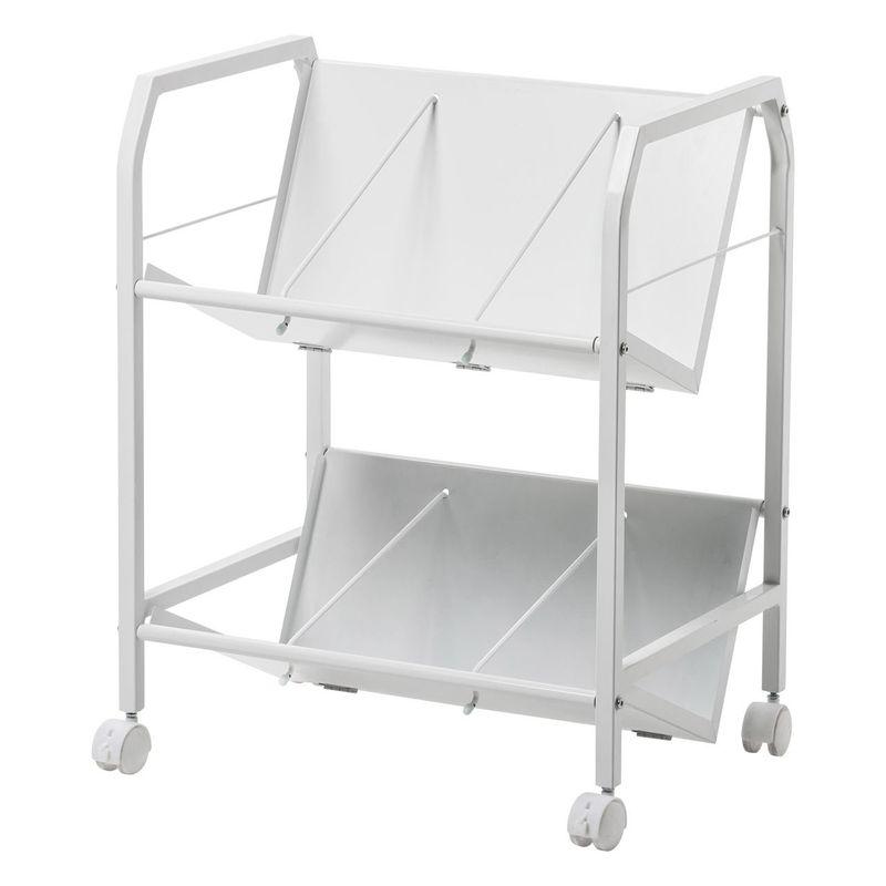 サンワダイレクト ファイルワゴン 2段 A4対応 キャスター付き 幅57×奥行40cm 取り出しやすい斜め棚 100-WG003W : nature.ystores - 通販 - Yahoo ...