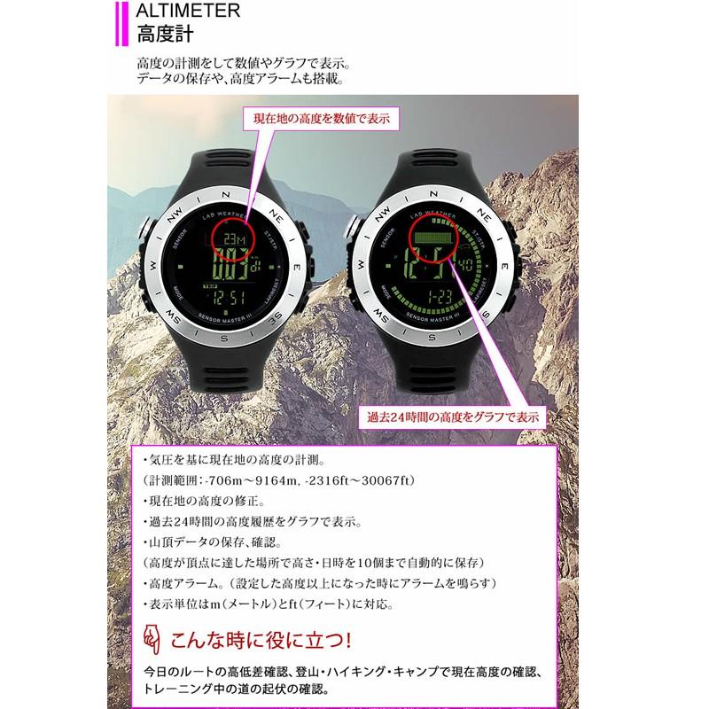 LAD WEATHER（ラドウェザー） アウトドアウォッチ・時計 SENSOR MASTER III(センサーマスターIII) シルバー×反転 ...