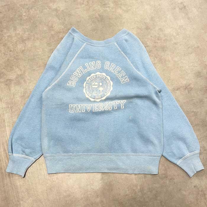 60's VINTAGE Flocky Print Raglan Sleeve Sweat Shirts L.BLUE/S 60年代 ...