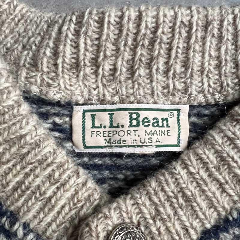 L.L.Bean 80'S L.L.BEAN Nordic Cardigan Made in USA OATMEAL 80年代 エルエルビーン ノルディックカーディガン アメリカ製 ...