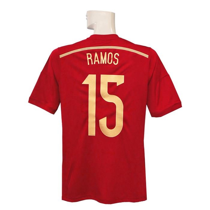 (アディダス) adidas/14/15スペイン代表/ホーム/半袖/セルヒオ・ラモス/ワールドカップバッジ付/フルマーキング仕様/AD712 ...