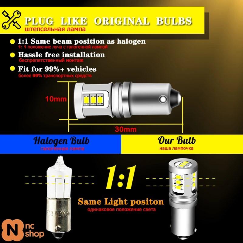 IJDM 10個入り T4W BA9S LED バルブ BAX9S H21W BAY9S LED 12V 24V H6W H5W LED 車 リアフォグランプ 赤 白 自動パーキング バック ...