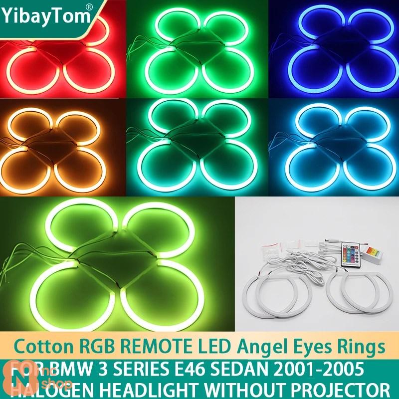 BMW 3シリーズ E46セダン 2001年〜2005年 ジェネレーションヘッドライト用 131MM+146MM リモートコットンRGBW LEDエンジェルアイリング : エヌシーショップ ...