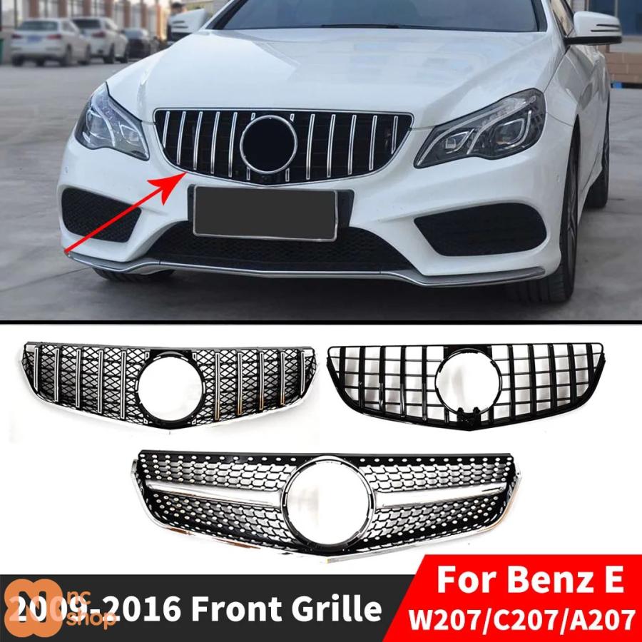 フロントバンパーグリルグリルチューニングアクセサリーメルセデスW207 C207 A207ベンツEクーペ2009-2016 E320 E350 E200 E260 E400 E500用 : エ ...
