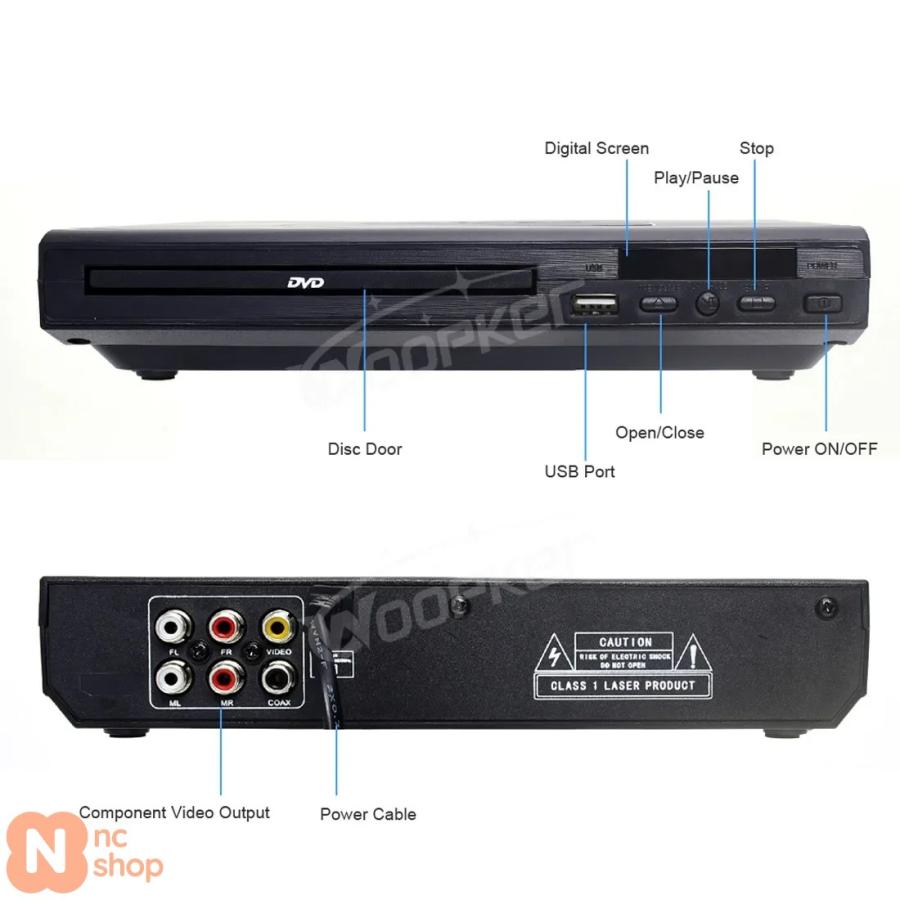 WOOPKER DVD-225 プレーヤー マルチリージョン対応デジタルTVディスクプレーヤー DVD CD MP3 MP4 VCD USB対応ホームシアターシステム : carpar2 ...