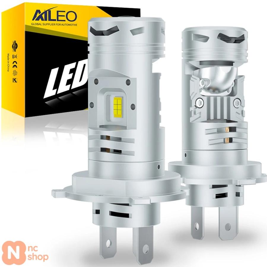 AILEO 2個セット H4 LEDミニプロジェクター（レンズ付き）6000K HB3 9005 H11 H8 H9 HB4 LED H7バルブ 32000LM LHD ハイ/ロービーム ...