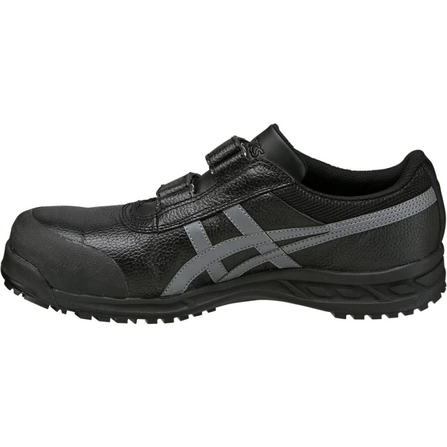 ASICS 27.0cmのみ アシックス 安全靴 asics ウィンジョブ70S JIS規格安全スニーカー ローカット ベルトタイプ ブラック×ガンメタル FFR70S.9075 在庫限り ...