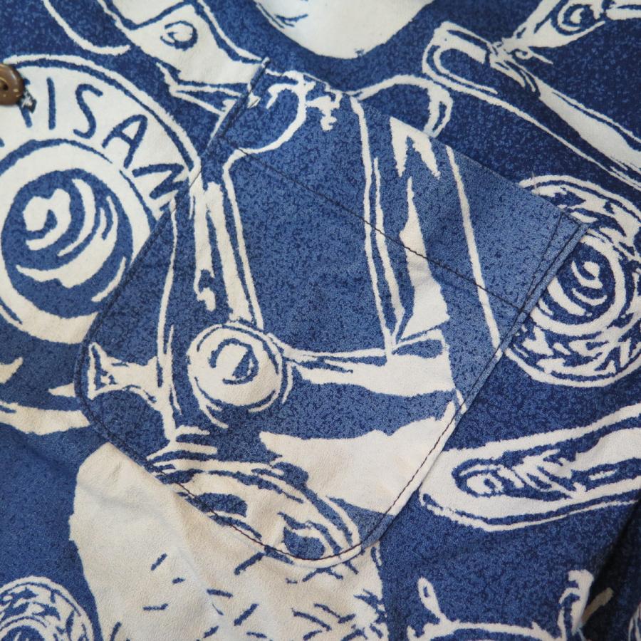 ステュディオ・ダ・ルチザン】 インディゴ 抜染アロハシャツ STUDIO D