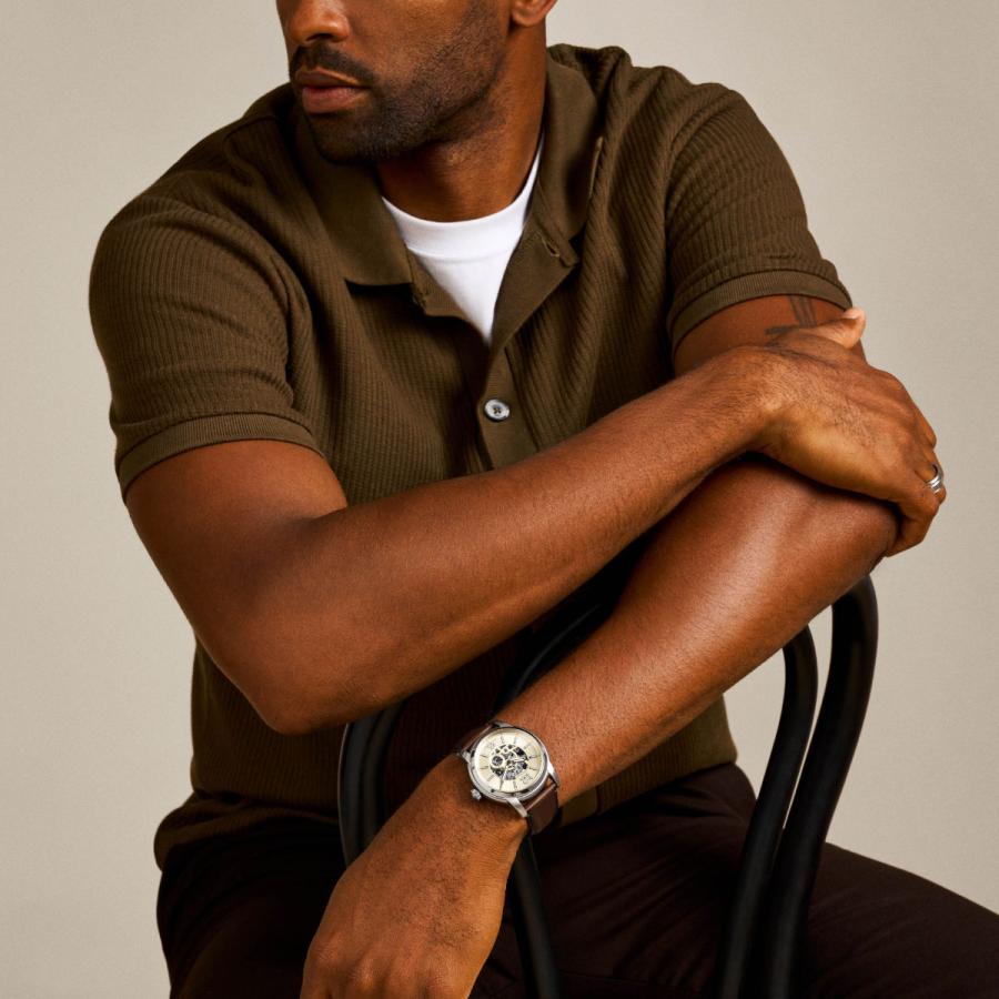 FOSSIL（フォッシル） 腕時計 メンズ 自動巻き FOSSIL HERITAGE オートマティック ブラウン レザーウォッチ ME3264 ...