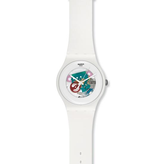 swatch スウォッチ 腕時計 メンズ レディース ニュージェント ホワイトラッカード WHITE LACQUERED SUOW100 ...