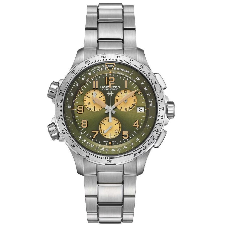 KHAKI AVIATION ハミルトン HAMILTON カーキ アビエーション X-ウィンド GMT クロノグラフ H77932160 腕 ...