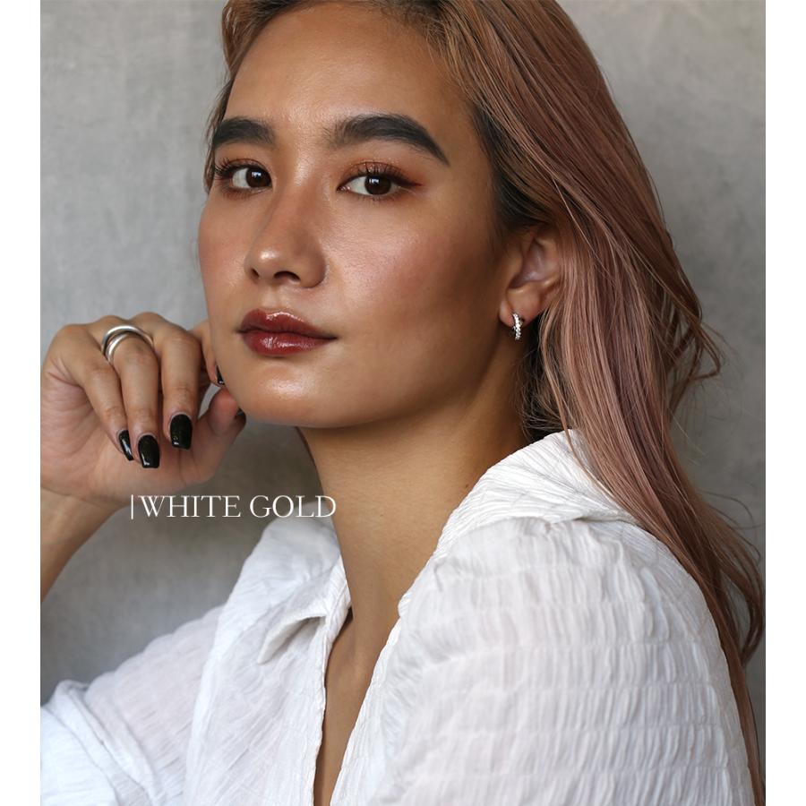 [両耳販売] 金属アレルギー対応 ピアス セカンドピアス キャッチ スタッド ステンレス316L スワロフスキー キュービック ハーフエタニティー WG/YG/PGの3色 :w1s15 ...