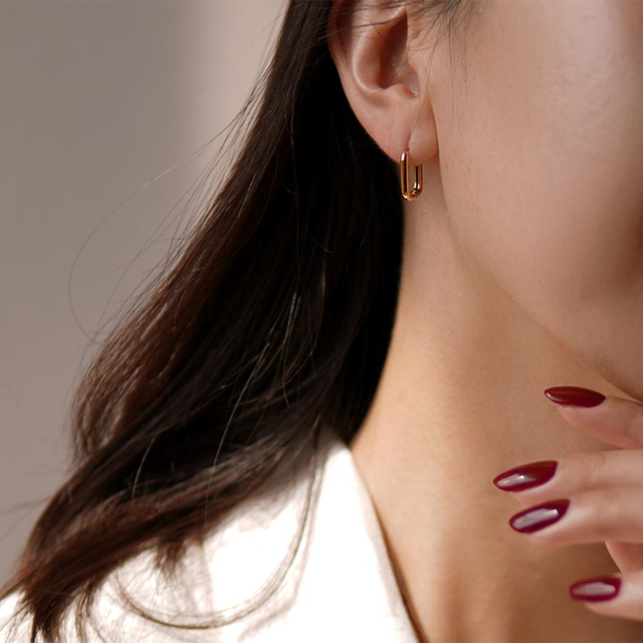 [両耳販売] 金属アレルギー対応 ピアス セカンドピアス フープ ラウンド 中折れ 輪っか ステンレス316L 15×9.5mm 長4角丸 鋳造 キャスト WG/YGの2色 :w3s15g ...