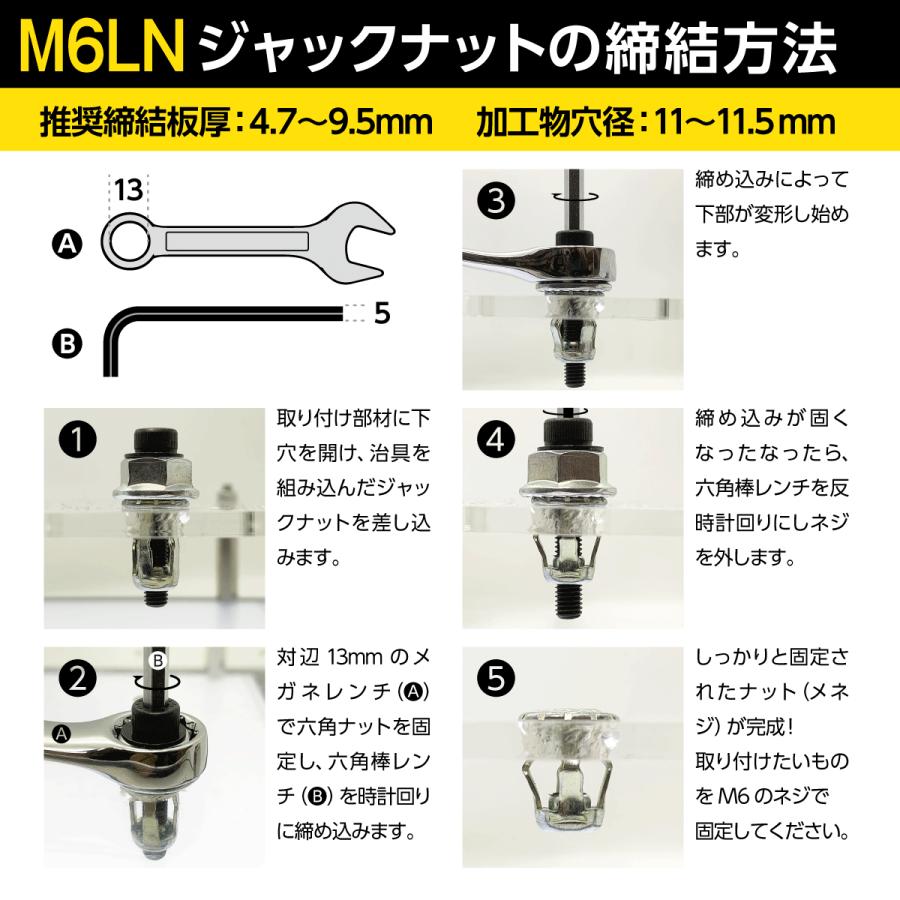 POP ジャックナット M6 LN 3個入 鉄 三価クロメートメッキ 簡易 POP ジャックナット M6 LN 3個入 鉄 三価クロメートメッキ 簡易