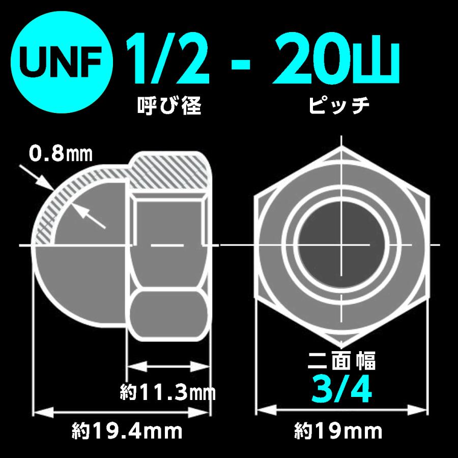 ハーレー用 ステンレス 袋ナット 細目 UNF 1/2-20山 1個入 : ネジの永井 - 通販 - Yahoo!ショッピング