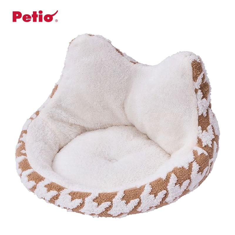 Petio 猫用ベッド あったかくつろぎベッド フチ付 ネコ耳ラウンド キャメルブラウン ペティオ : ねこばたけ ヤフー店 - 通販 - Yahoo!ショッピング