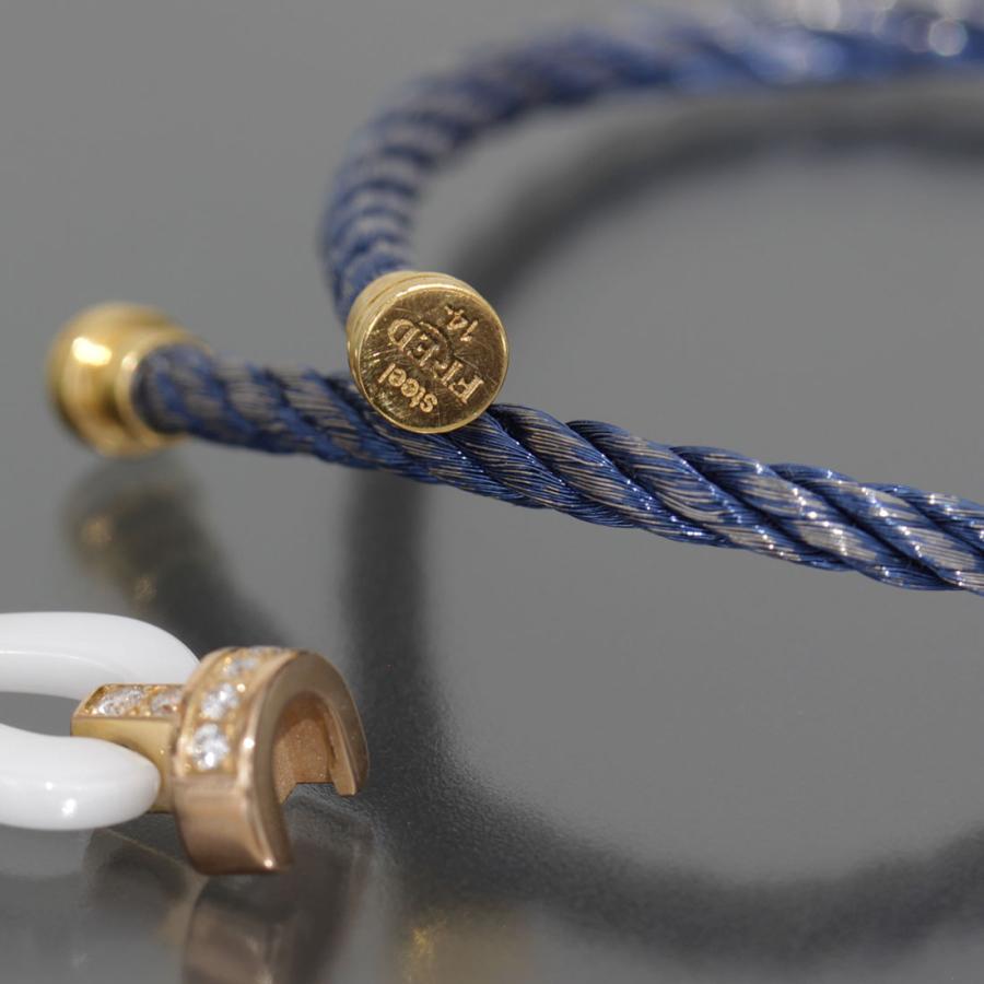 Fred FRED フレッド フォース10 ダイヤ セラミック ブレスレット ミディアム ホワイト K18PG Au7850 E0655 ...