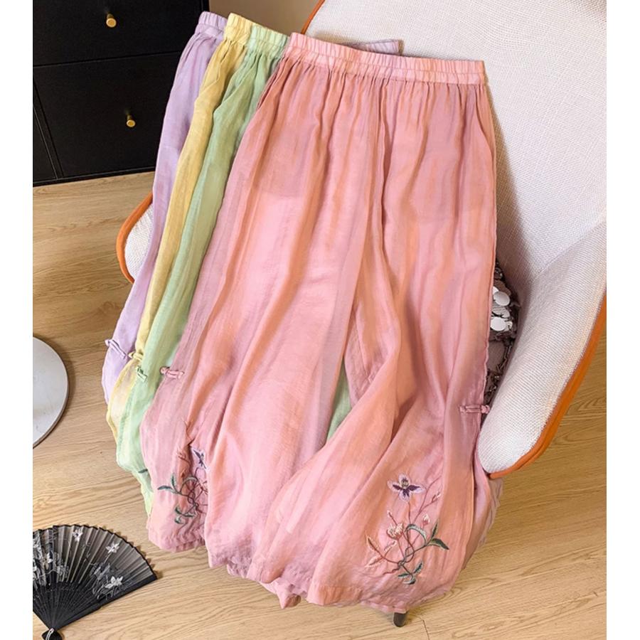 チャイナ服 ロングパンツ ★chaiはポイント最大3倍★ 落ち着いた風合い 刺繍 ゆったりストレート リラックスパンツ チャイナ風パンツ zb232 : Chai(チャイ)別館 - 通販 ...