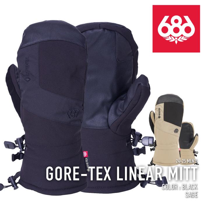686（シックスエイトシックス） スノーボード スキー グローブ 686 GORE-TEX LINEAR MITT Black / Sage ...