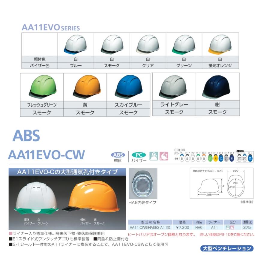 DIC ヘルメット 10個セット AA11EVO-CW (ABS樹脂/通気孔あり/シールド無し) 透明ひさし 防災 工事 同色カラーセット 個人宛配送不可 : ネットで建材! - 通販 ...