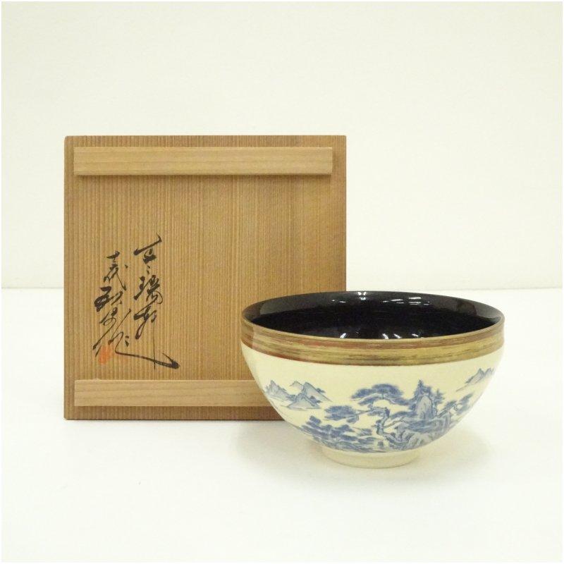 京焼 貴山造 色絵山水茶碗（保護箱） : 茶道具と掛軸のショップつなぐ - 通販 - Yahoo!ショッピング