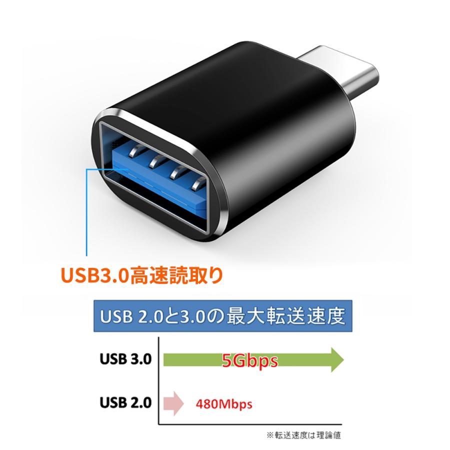 OTG対応 USB3.0 - Type-C変換アダプター 変換コネクター USBメモリの写真や映像などのデータを楽々パソコンに取り込む USBからType-Cに変換するアダプター :usb ...