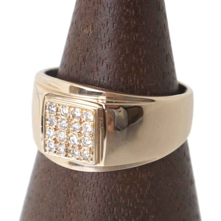 印台型 ダイヤリング 指輪 K18 18金 ダイヤモンド 16P 0.16ct 19号 幅約3.9~11.6(mm) 重量約8.5g NT 磨き仕上げ品 Sランク ...