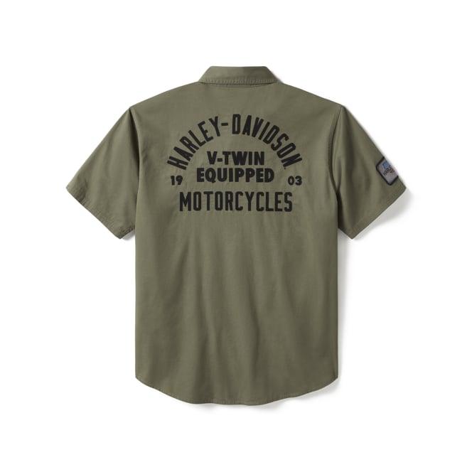 Harley Davidson V-Twin カーキメカニックシャツ 96494-25VM : リバーYahoo!ショップ - 通販 ...