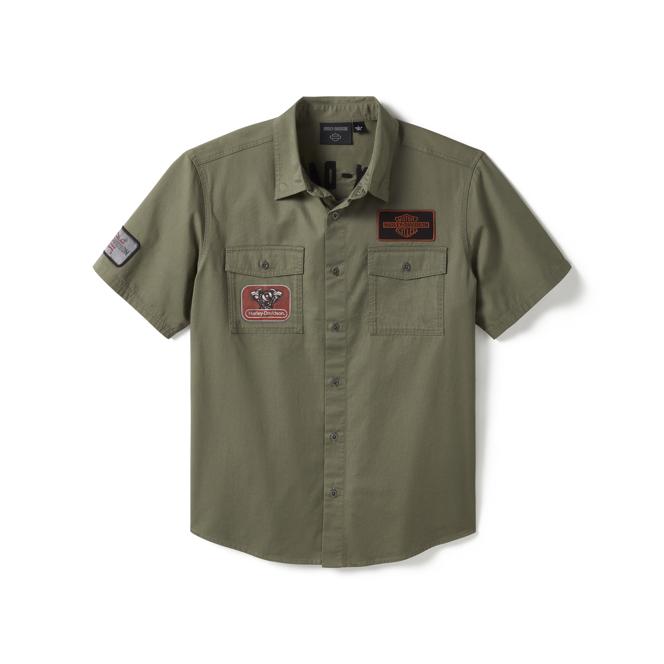 Harley Davidson V-Twin カーキメカニックシャツ 96494-25VM : リバーYahoo!ショップ - 通販 ...